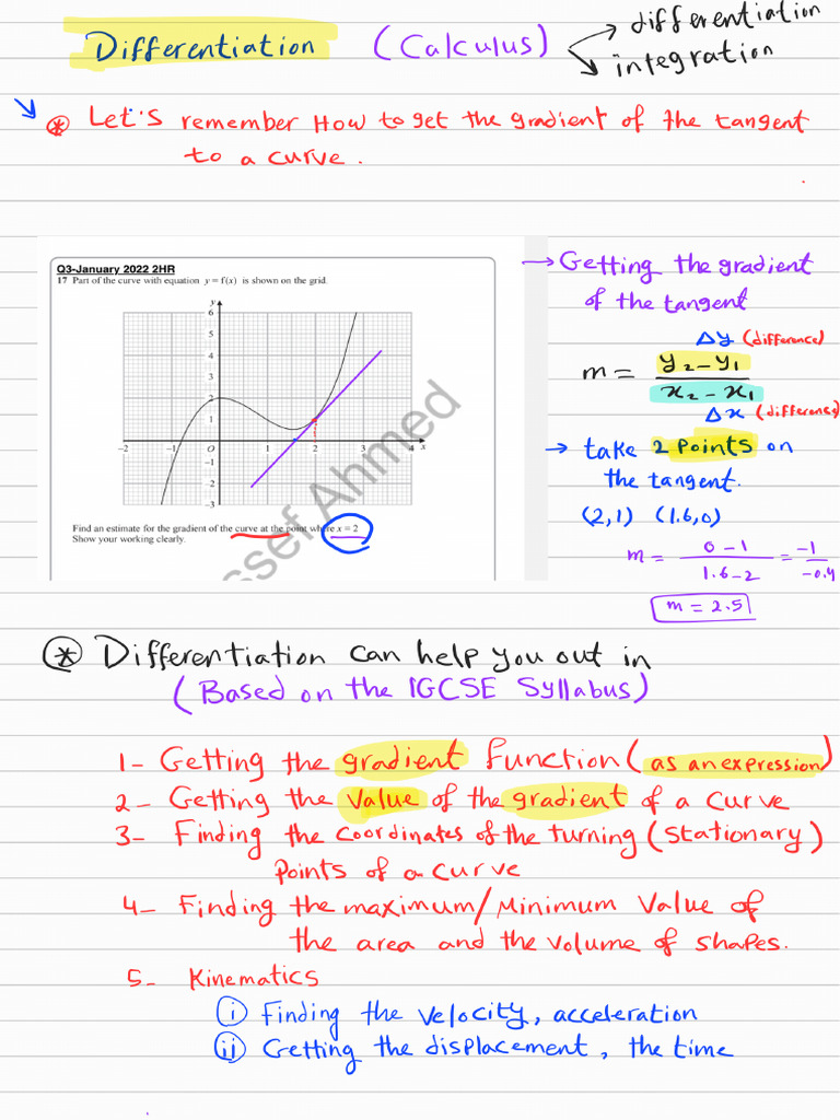 Differentiation Notes | PDF