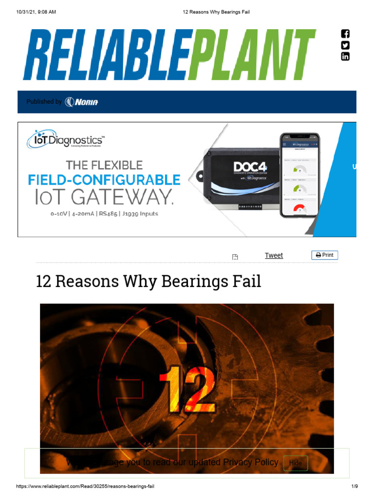 12 Causes of Bearing Failures | PDF | Bearing (Mechanical) | Corrosion