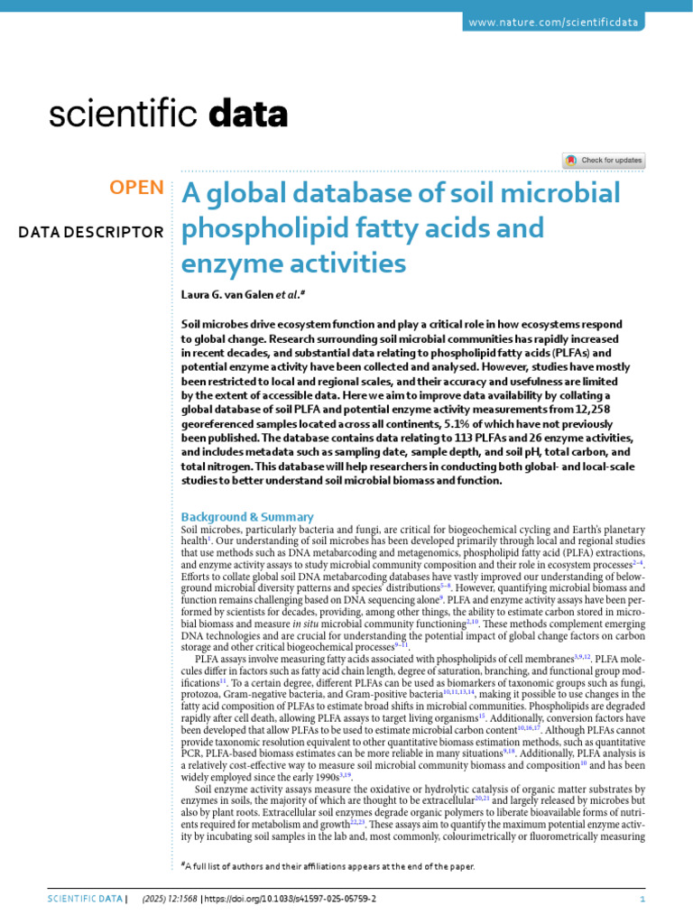 Global Soil Microbial Database: PLFAs & Enzymes | PDF | Soil | Enzyme Assay