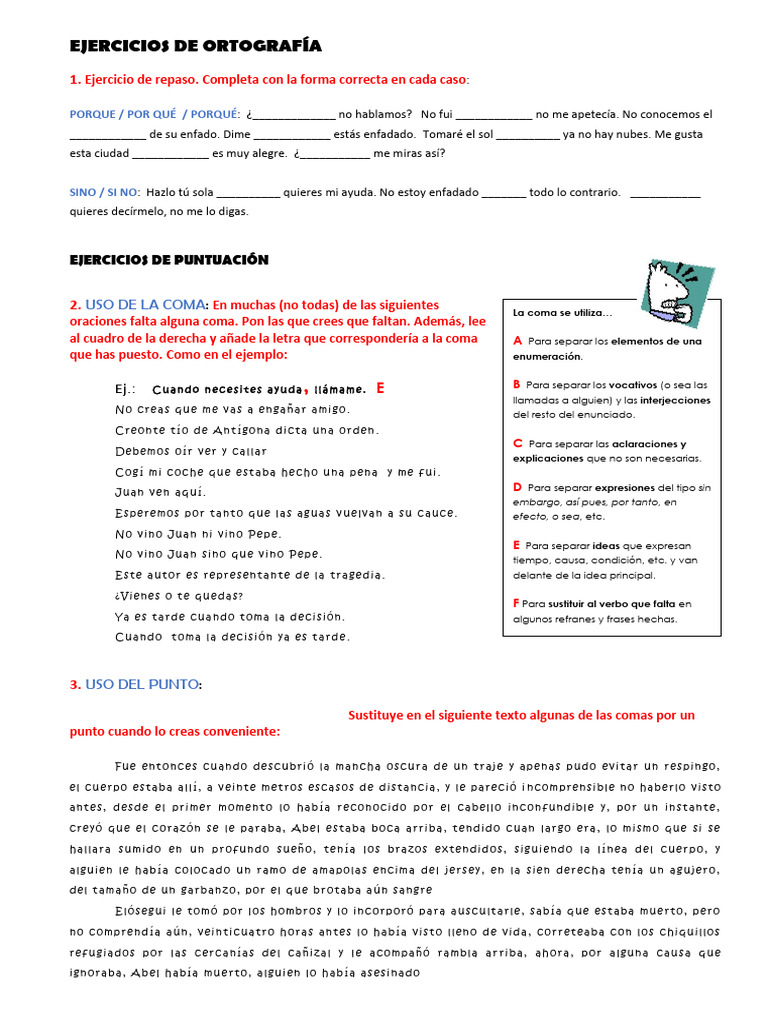 EJERCICIOS ORTOGRAFÍA 2 | PDF