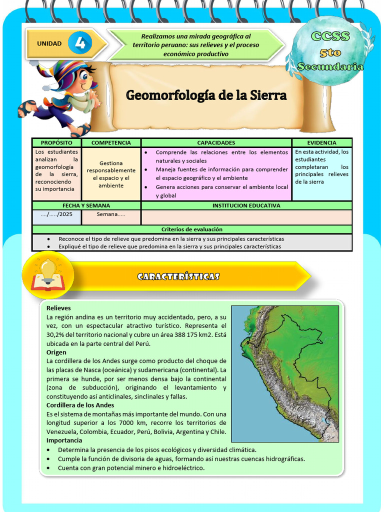02. Ficha de actividad S3 (U4) (5° grado) - CCSS (1) | PDF | Andes ...