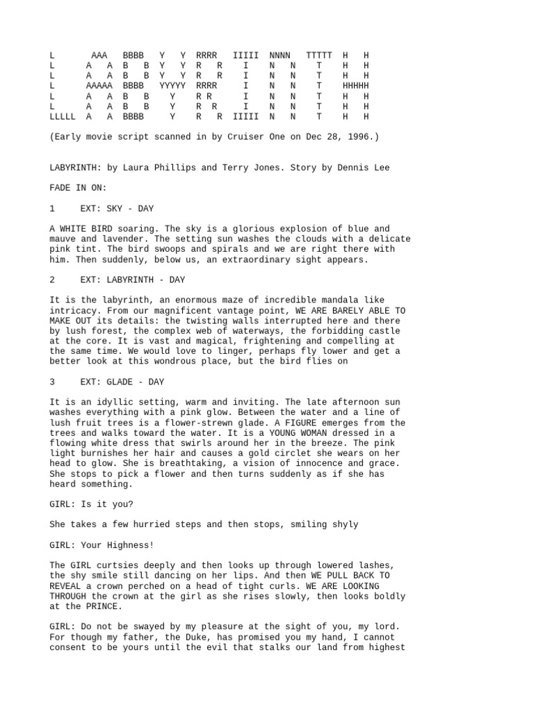 Early script for "Labyrinth" | PDF