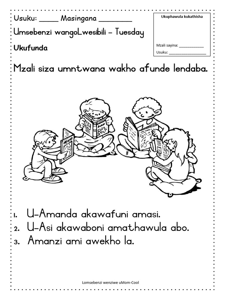 Ukufunda izindaba kwebanga 1 Term 1 isiZulu FAL Homework | PDF