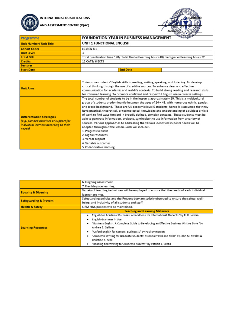 level_3_BM_UNIT 1 FUNCTIONAL ENGLISHmkkm | PDF | Critical Thinking ...