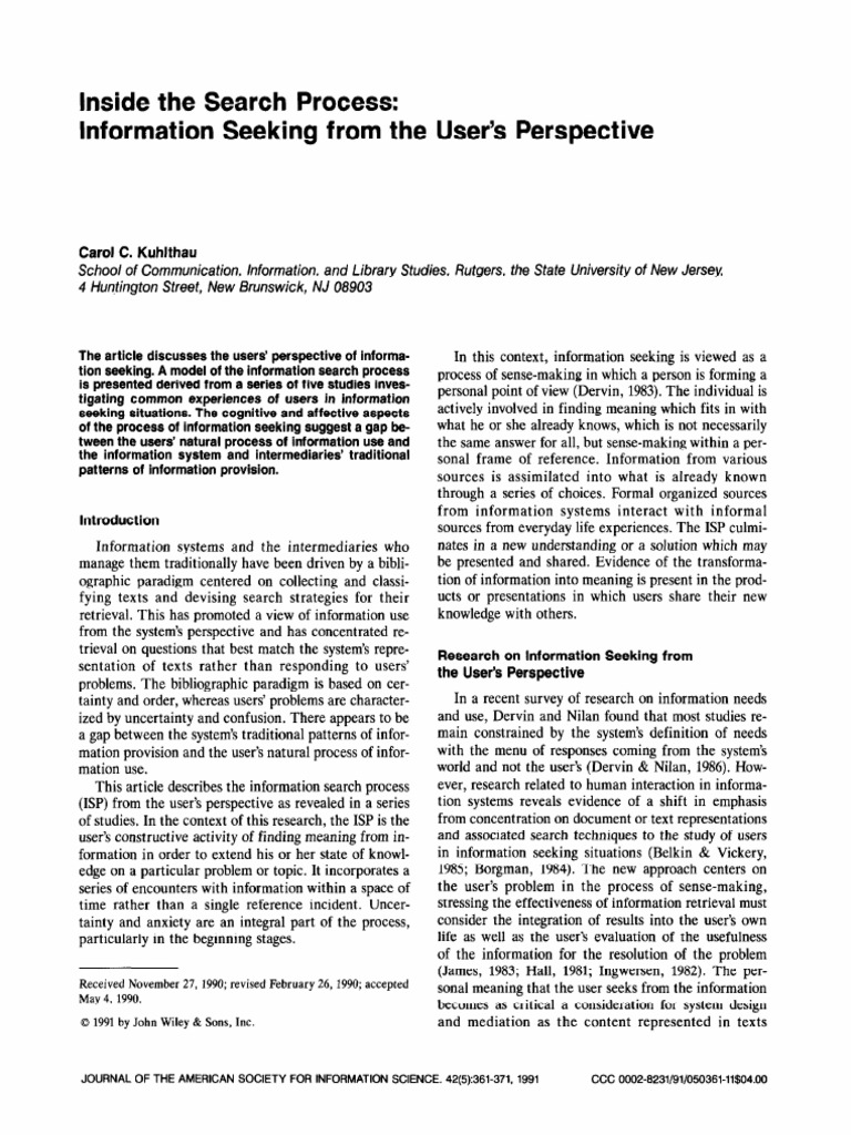 User-Centric Information Seeking Process | PDF | Statistics | Cognition
