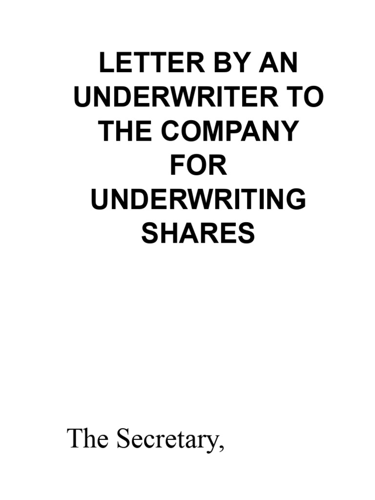Letter by an Underwriter to the Company for Underwriting Shares.docx | PDF