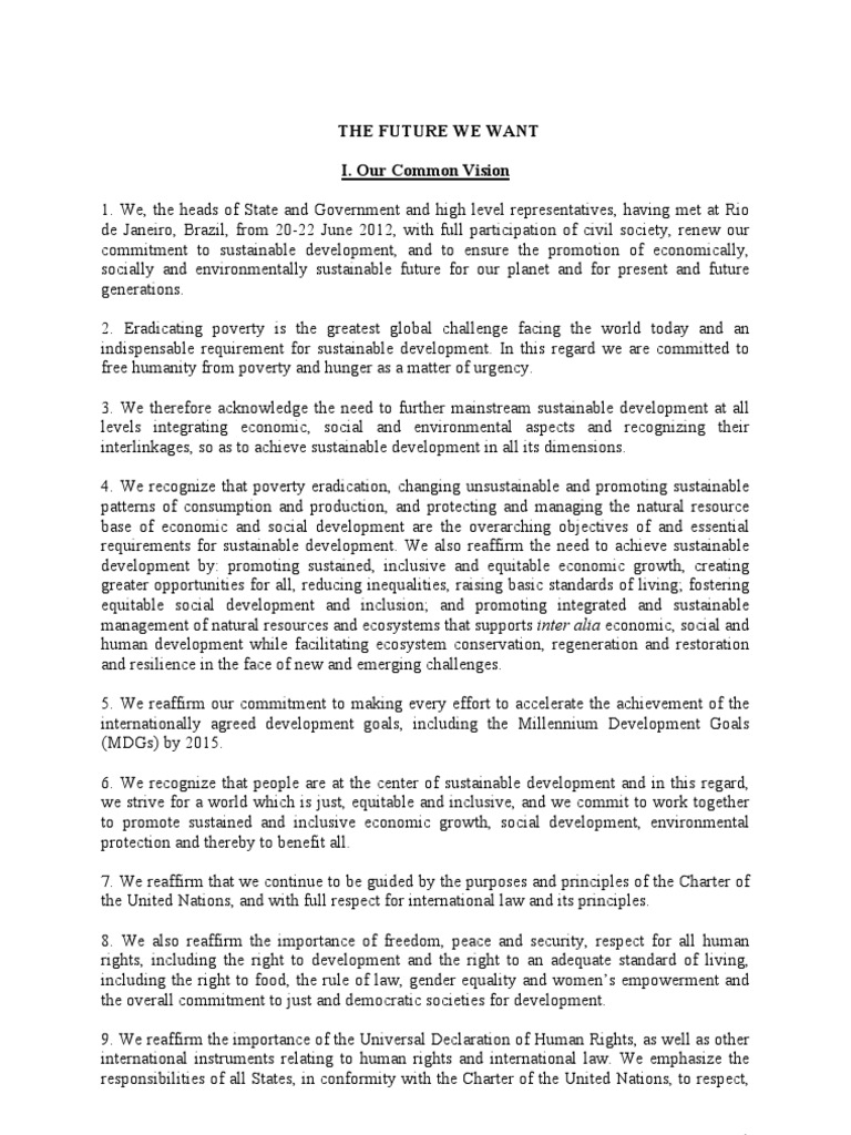The Future We Want - Final Document | PDF
