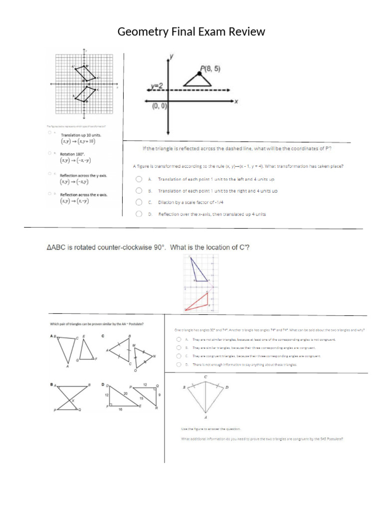 Geometry Final Exam Study Guide | PDF