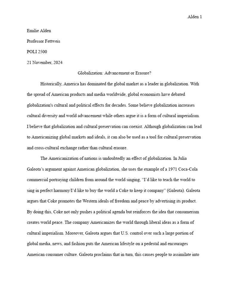 Globalization Reaction Paper | PDF | Globalization | Consumerism