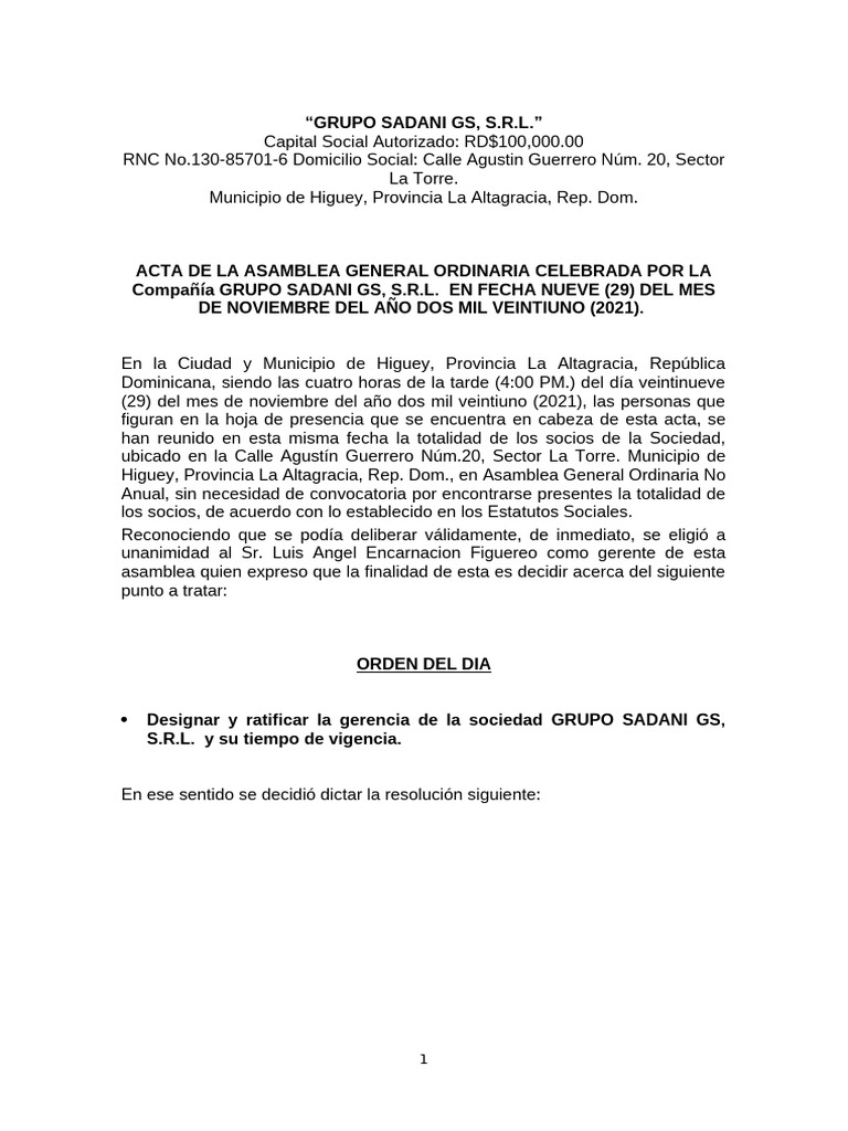 Acta de Asamblea Luis Angel | PDF | Gobierno