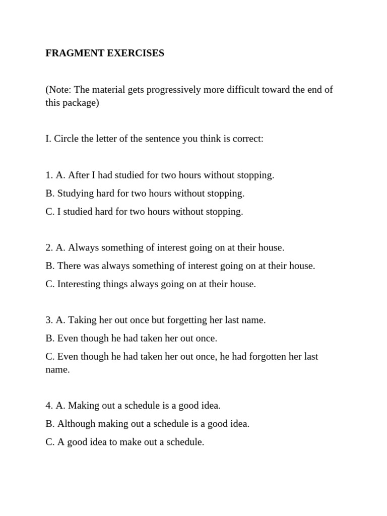 Fragment Exercises | PDF