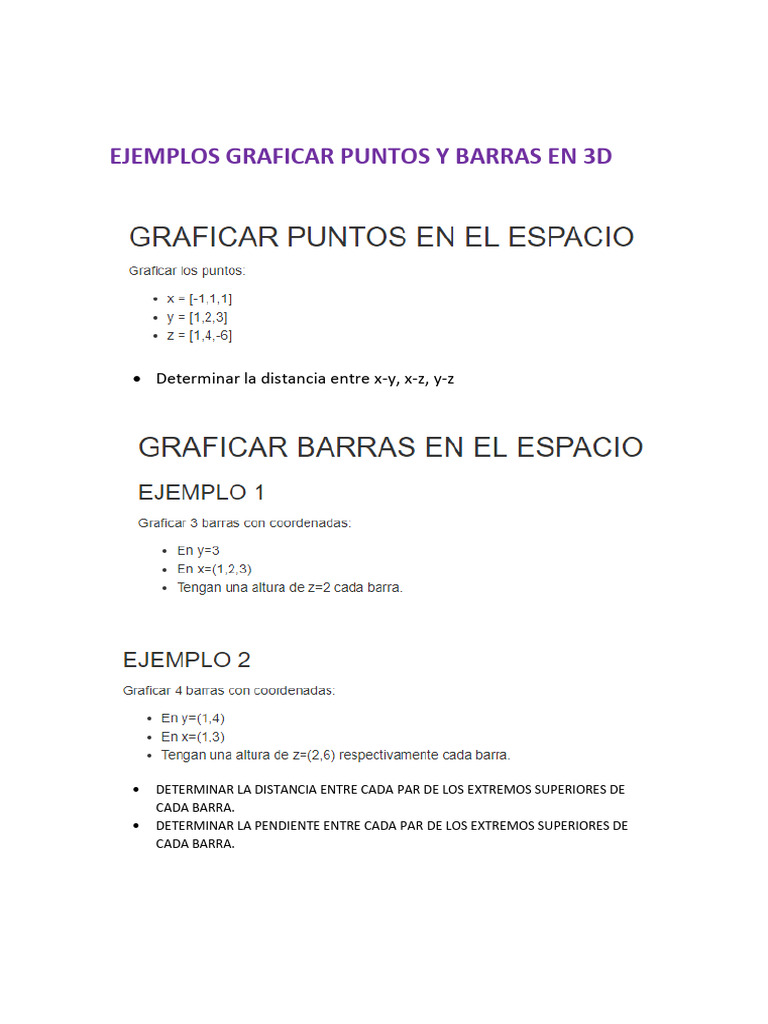 Ejemplos Graficar Puntos y Barras en 3d | PDF