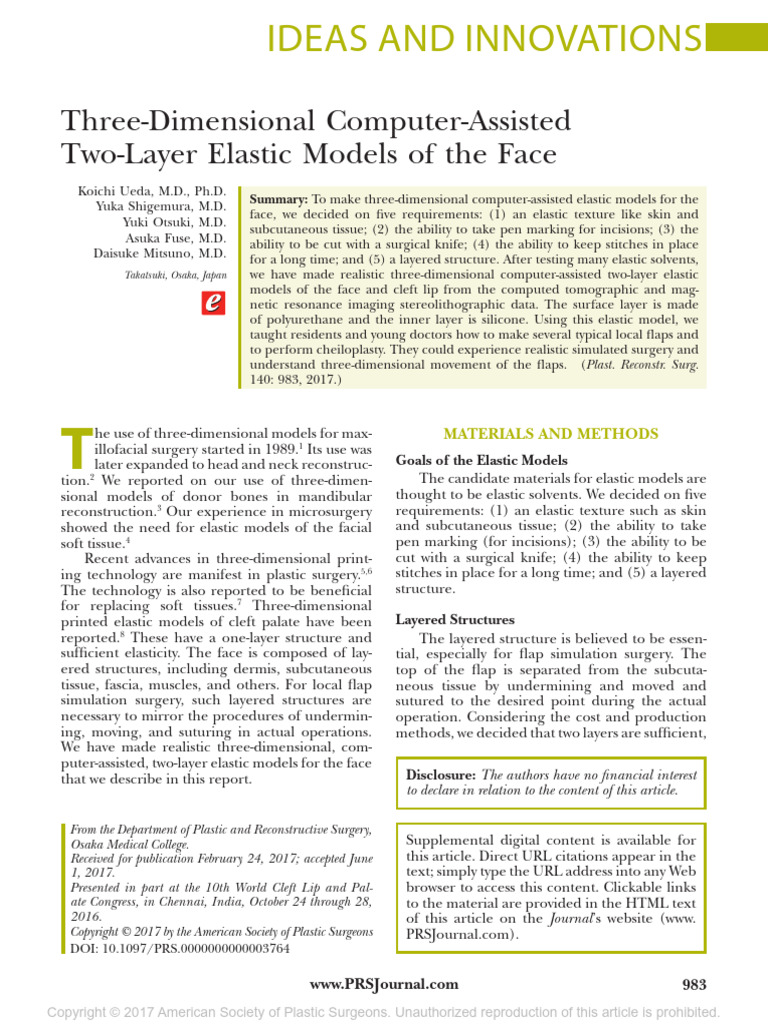 2017. Three-Dimensional Computer-Assisted Two-Layer Elastic Models of ...