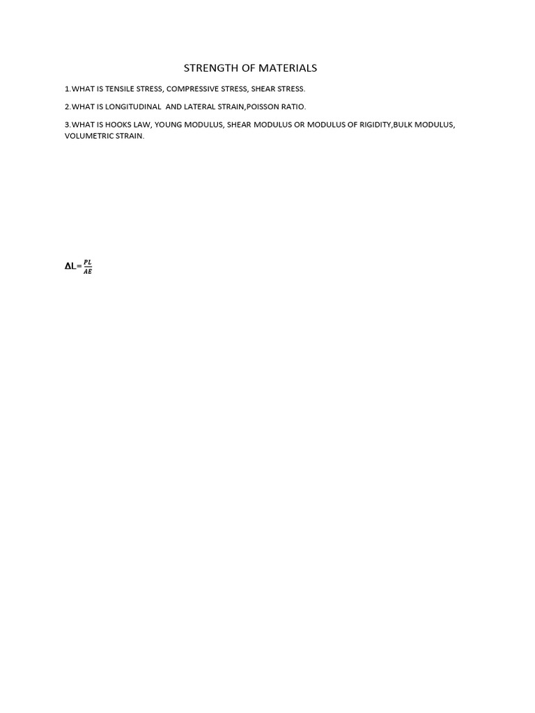 Strength of Materials: Key Concepts & Problems | PDF | Bending | Beam ...