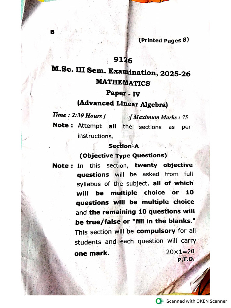Advanced Linear Algebra Paper - 082326 | PDF