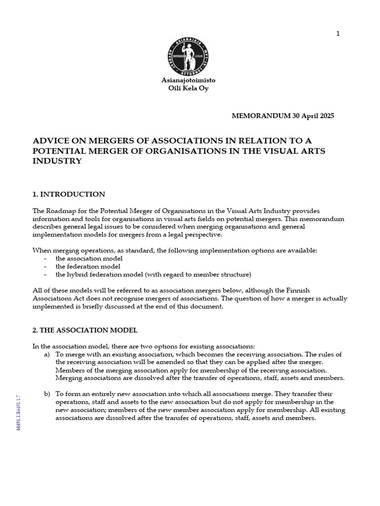 Memorandum Mergers of Association Oili Kela | PDF | Taxes | Debt