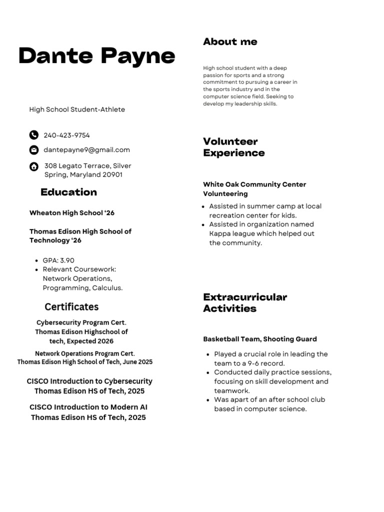 High School Student-Athlete Profile | PDF