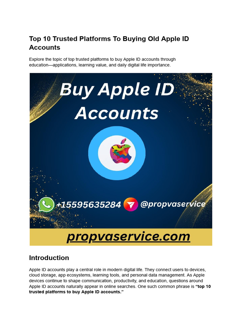 Top 10 Trusted Platforms to Buying Old Apple ID Accounts | PDF ...