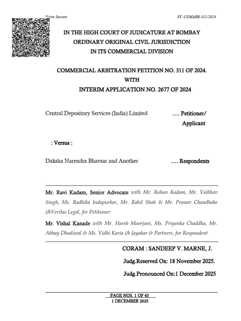 Judgement CDSLvsDakshaNarendraBhavsar | PDF | Securities (Finance ...