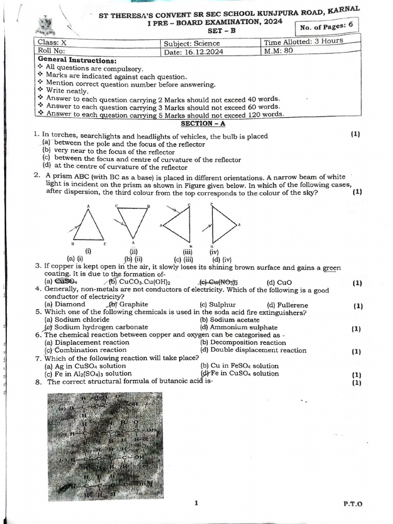 2024 Science Pre Board | PDF