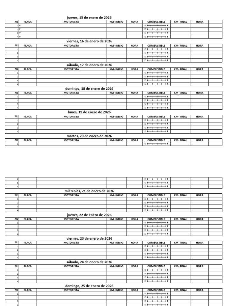 Control de Kilometraje | PDF