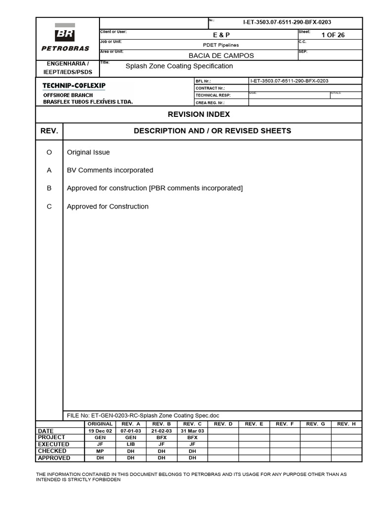 Splash Zone Coating Specification Guide | PDF | Pipe (Fluid Conveyance ...