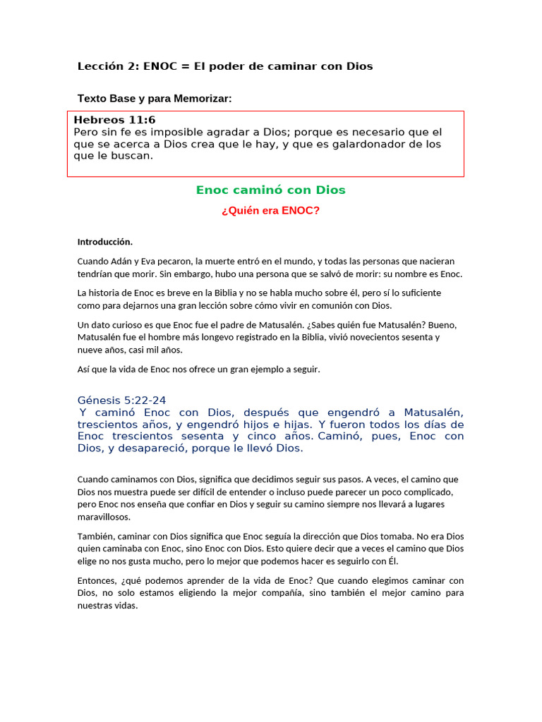 Lección 2 ENOC | PDF | Dios | Biblia