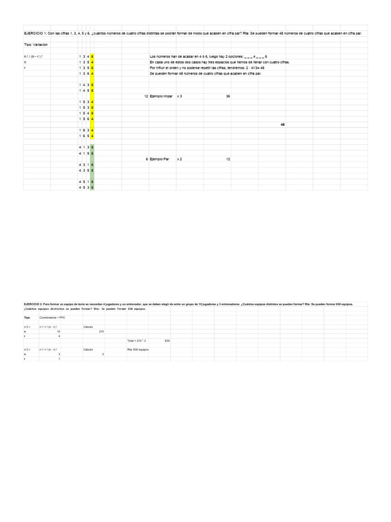 Ejercicios de Combinatoria | PDF | Matemáticas discretas | Combinatoria