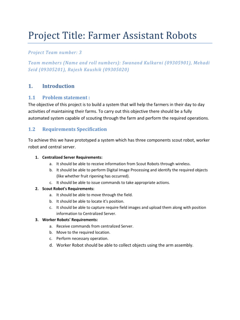 Farmer Assistant Robots | PDF | Camera | Robot