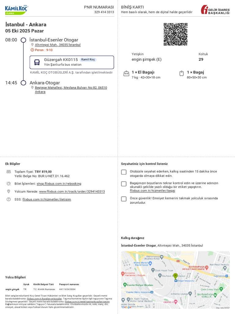 Boarding Pass Istanbul Avrupa Ankara 32941433133 | PDF