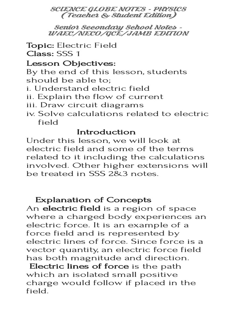 Electric Field Note_pdf (1)_2 | PDF | Series And Parallel Circuits | Voltage