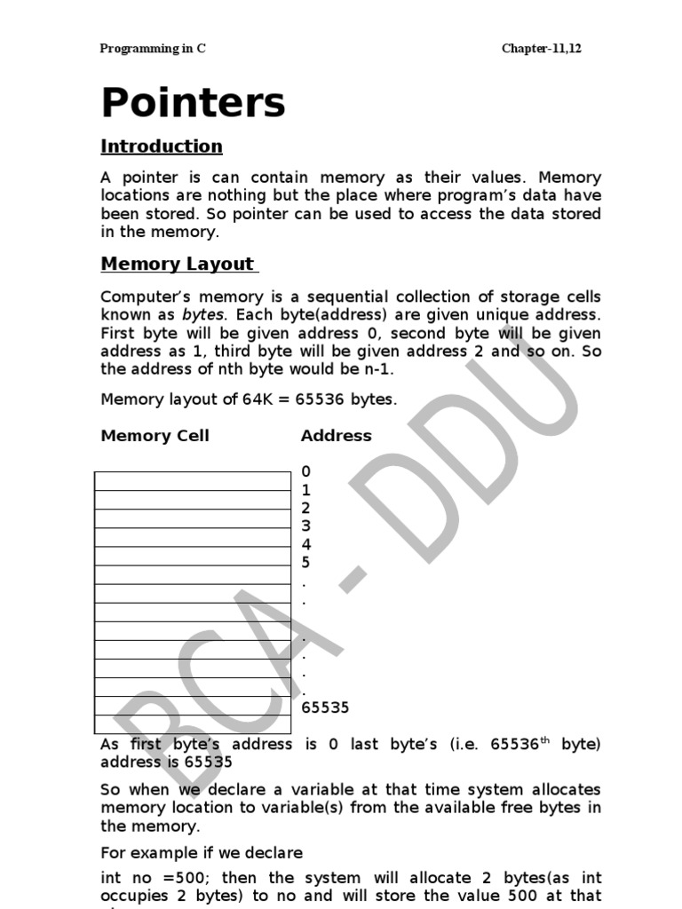 Pointers Pdf Pointer Computer Programming Integer Computer 2916