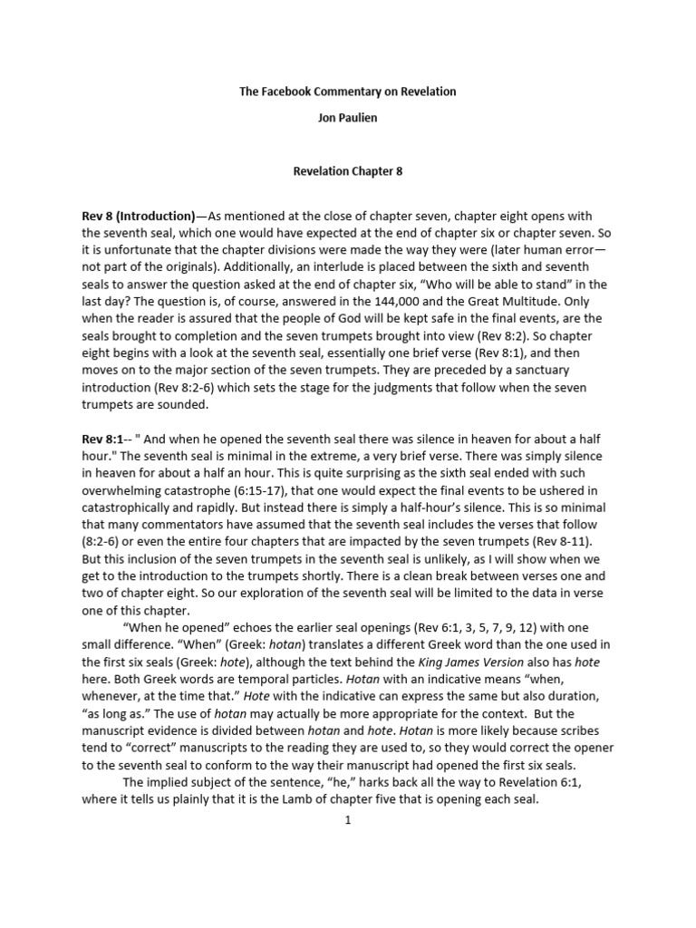 Facebook Comm on Rev 8 | PDF | Septuagint | Book Of Exodus