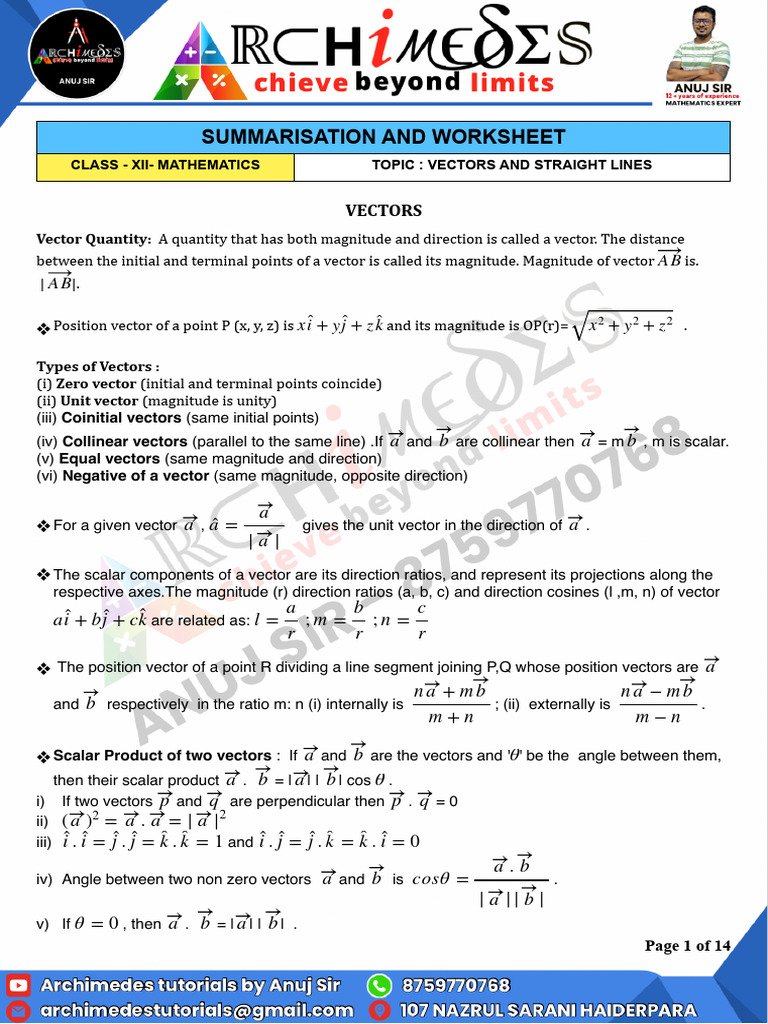 7 Vectors 3d | PDF | Euclidean Vector | Line (Geometry)