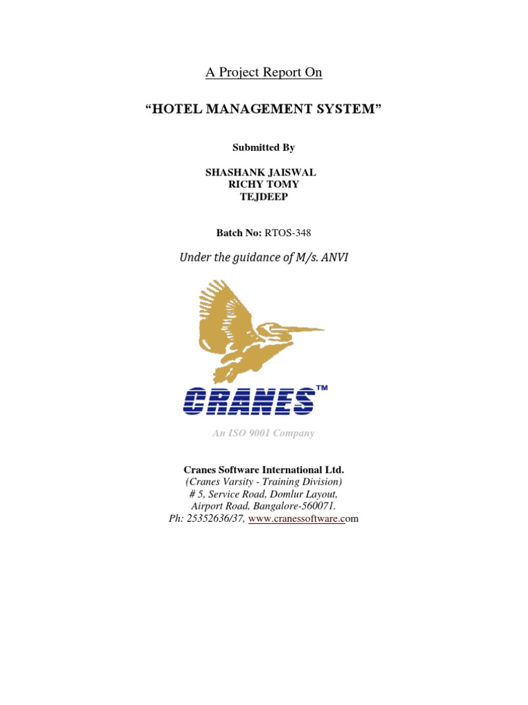 Hotel Management System Project Report | PDF | Computer Programming ...