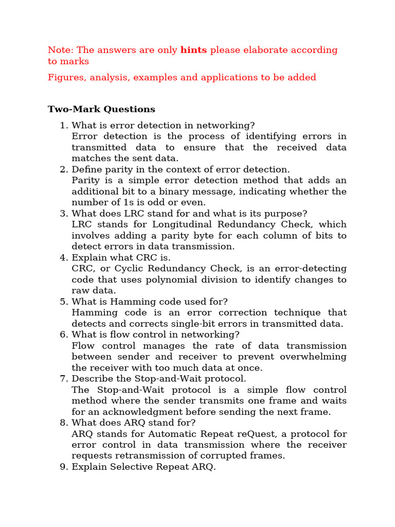 UNIT-2 | PDF | Error Detection And Correction | Computer Network