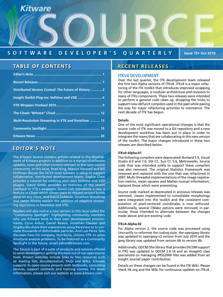 Artículo sobre XC publicado en la revista de Kitware. | PDF | Version Control | Parameter ...