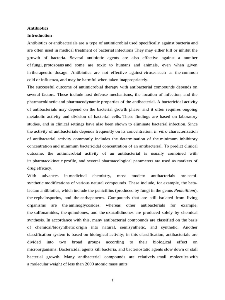 Overview of Antibiotics and Production | PDF | Penicillin | Chemical ...