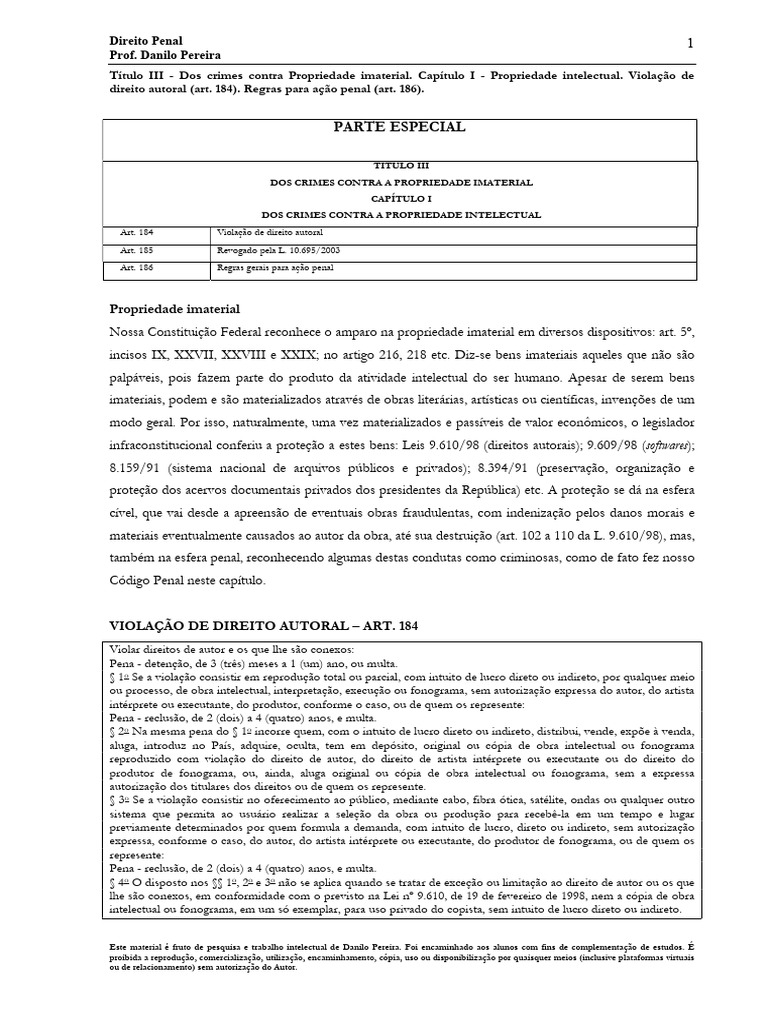 Apostila 10 - Art. 184-196 CP | PDF | Propriedade intelectual ...