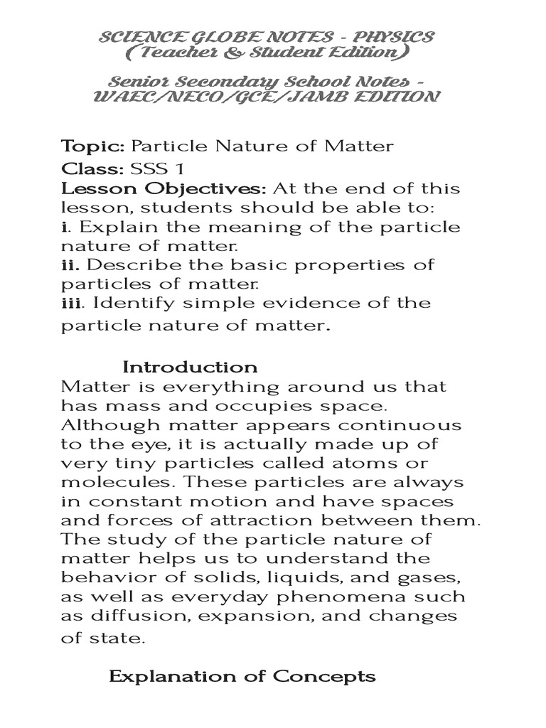 Particle Nature of Matter (1) | PDF | Matter | Gases
