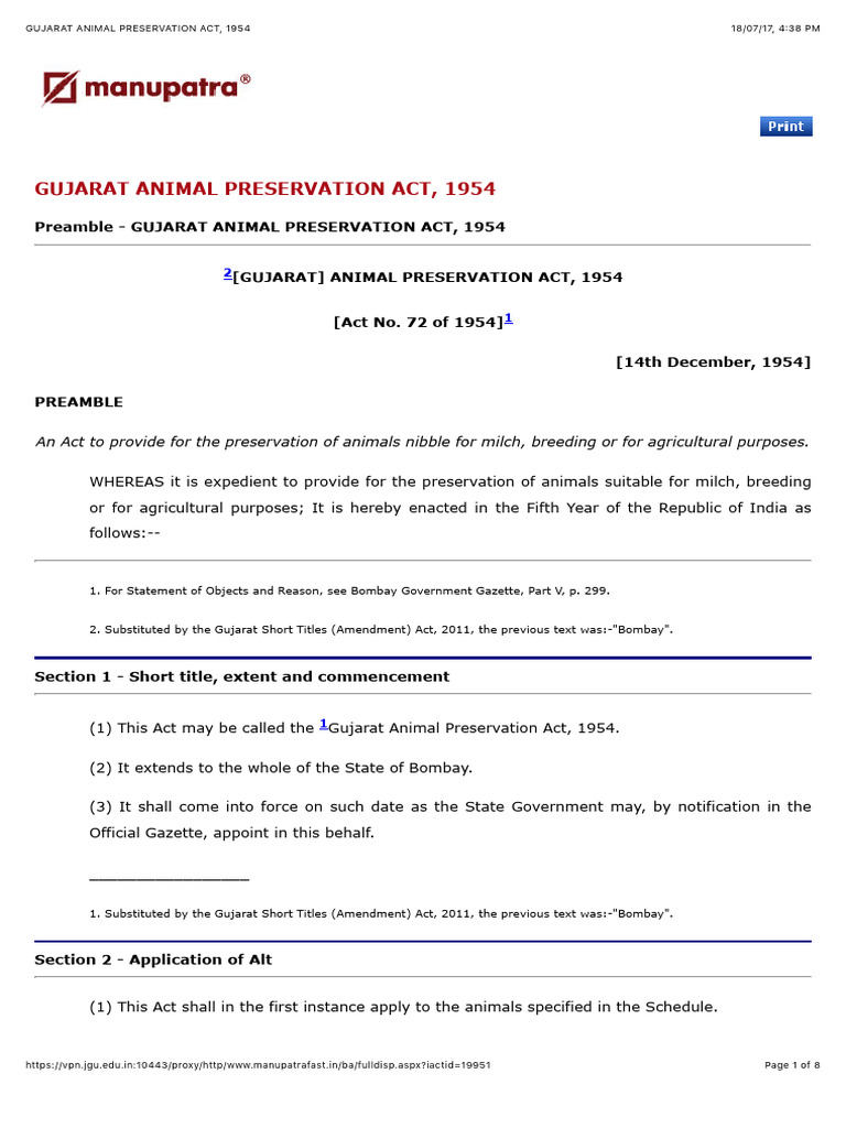 10. GUJARAT-ANIMAL-PRESERVATION-ACT-1954 | PDF | Justice | Crime & Violence