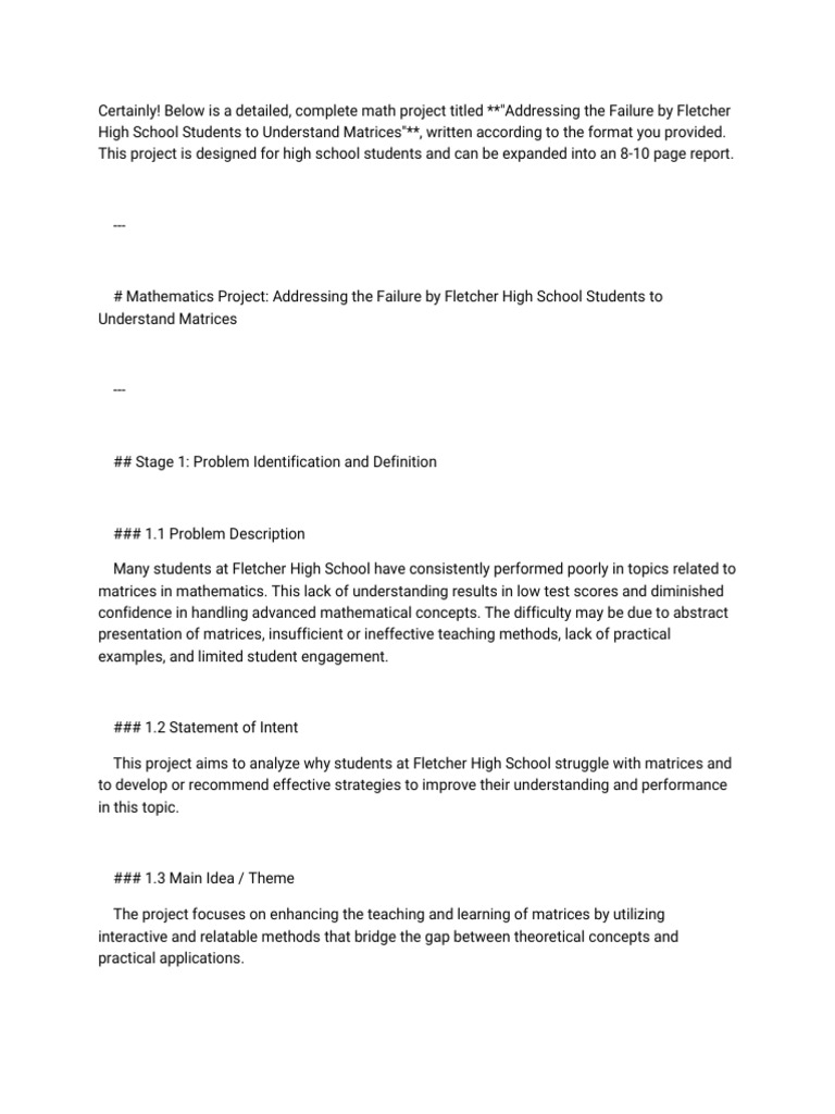 Maths Project 2 Full | PDF | Matrix (Mathematics) | Mathematics