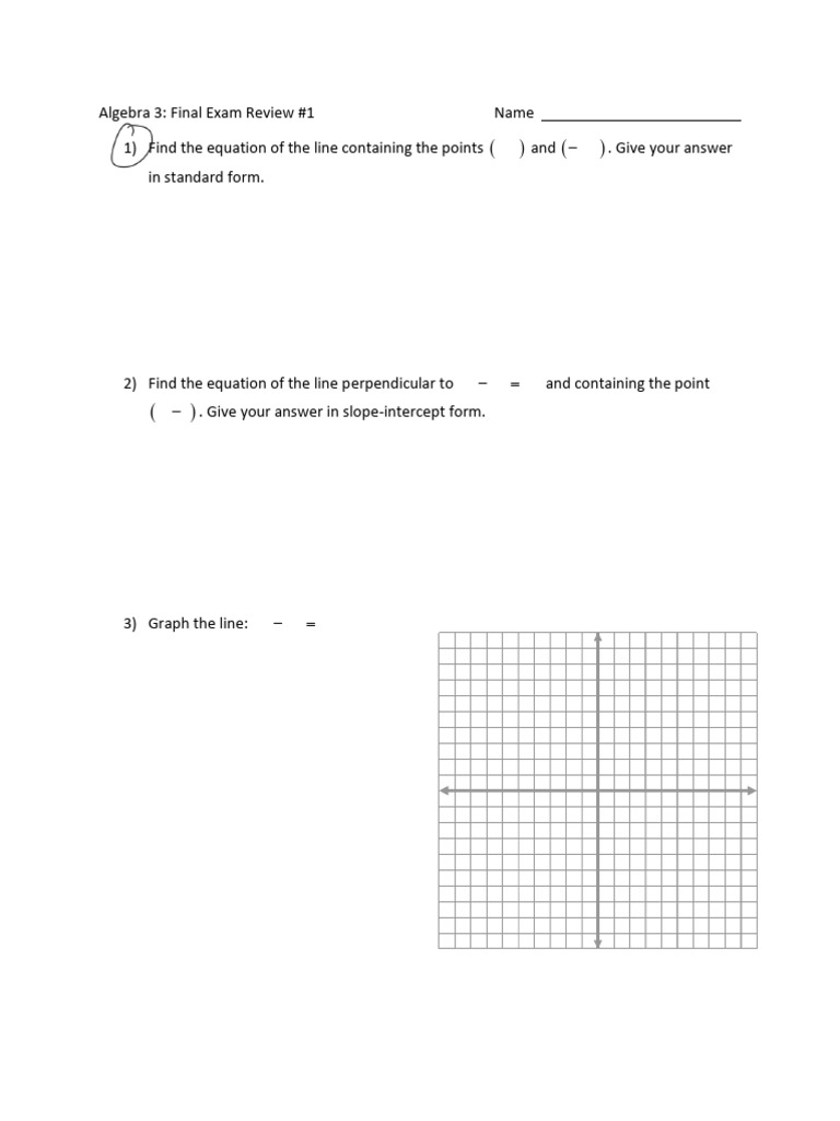 Algebra 3 Final Exam Review Guide | PDF | Quadratic Equation | Logarithm
