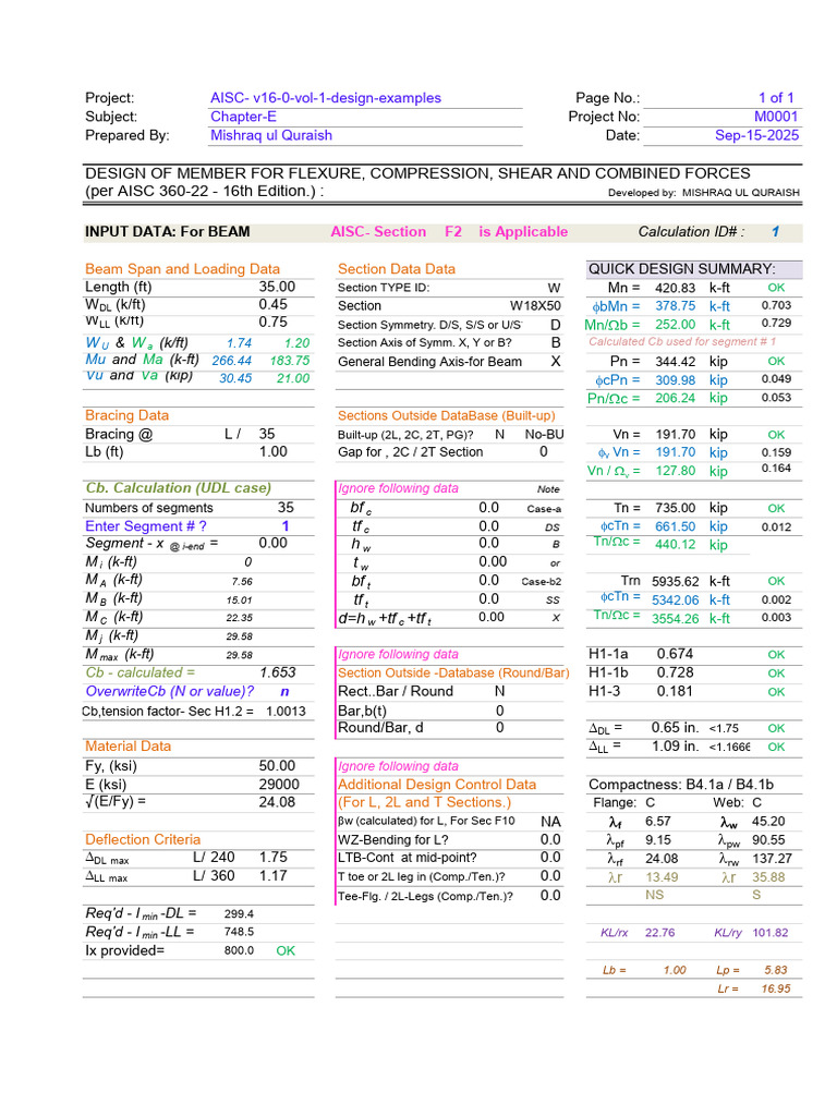 AISC Design Report Rev12A | PDF | Bending | Beam (Structure)
