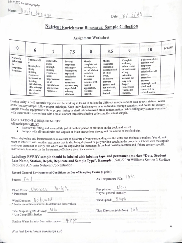 Nutrient Enrichment Bioassays | PDF