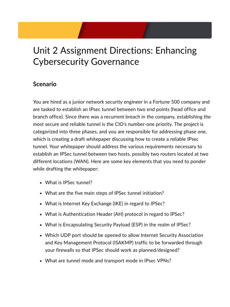 Unit 2 Assignment Enhancing Cybersecurity Governance Pdf 5108