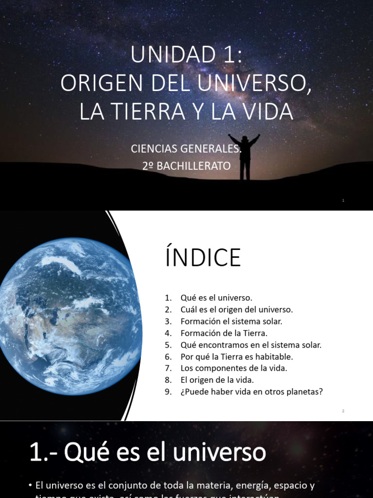 U1 El Origen Del Universo, La Tierra y La Vida | PDF | Universo | Carbohidratos