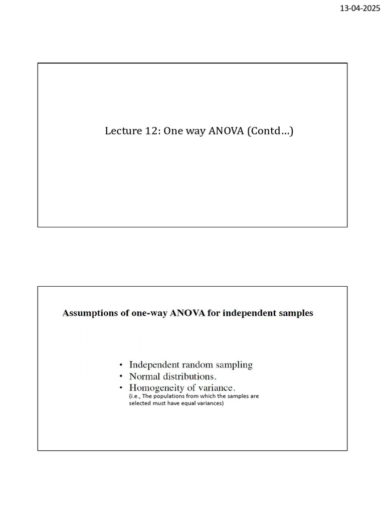 Lec 12 - Anova 1 | PDF | Analysis Of Variance | Research Methods