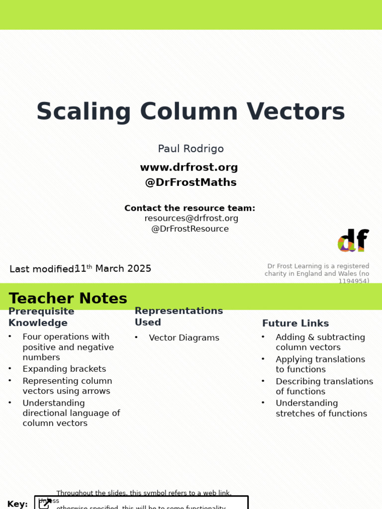 Scaling Column Vectors - Lesson | PDF | Euclidean Vector | Scalar ...