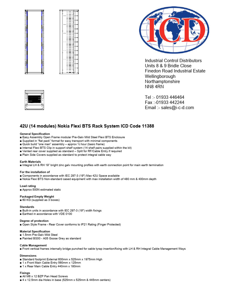 ICD - Nokia 42U ID Flat Pack Rack Datasheet | PDF